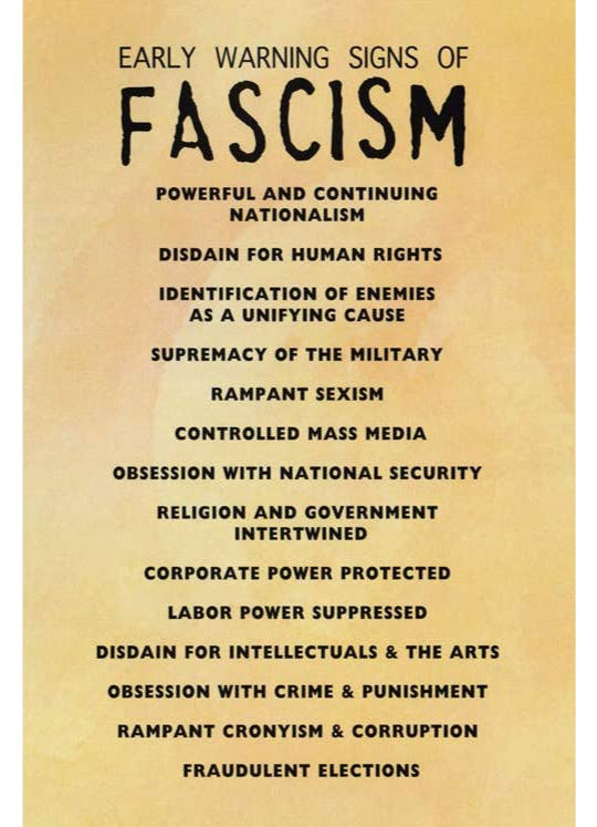 Early Warning Signs of Fascism Postcard | Naked City Clothing