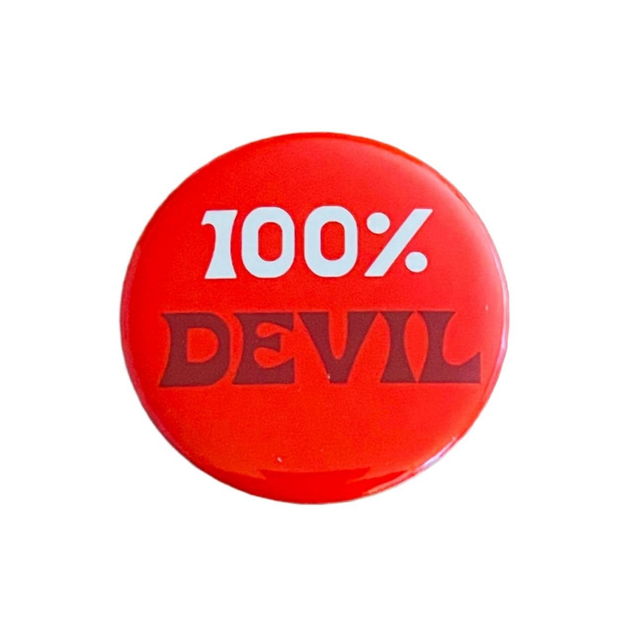 “100% Devil” 2 1/2” Button | Naked City Clothing