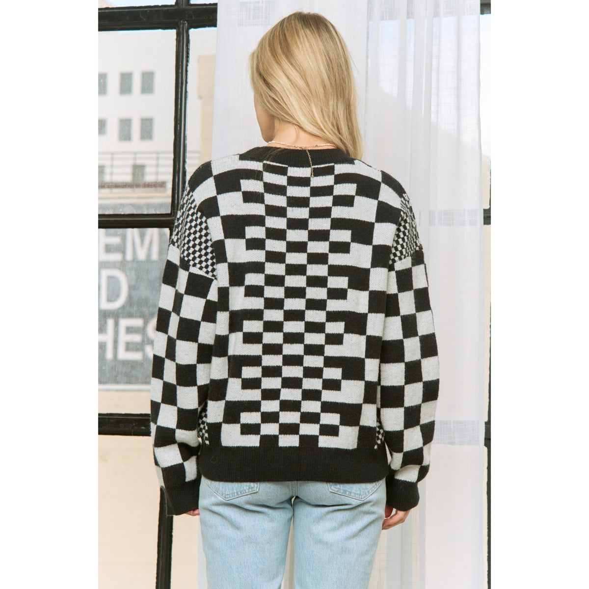 Checker Print Sweater | Naked City Clothing