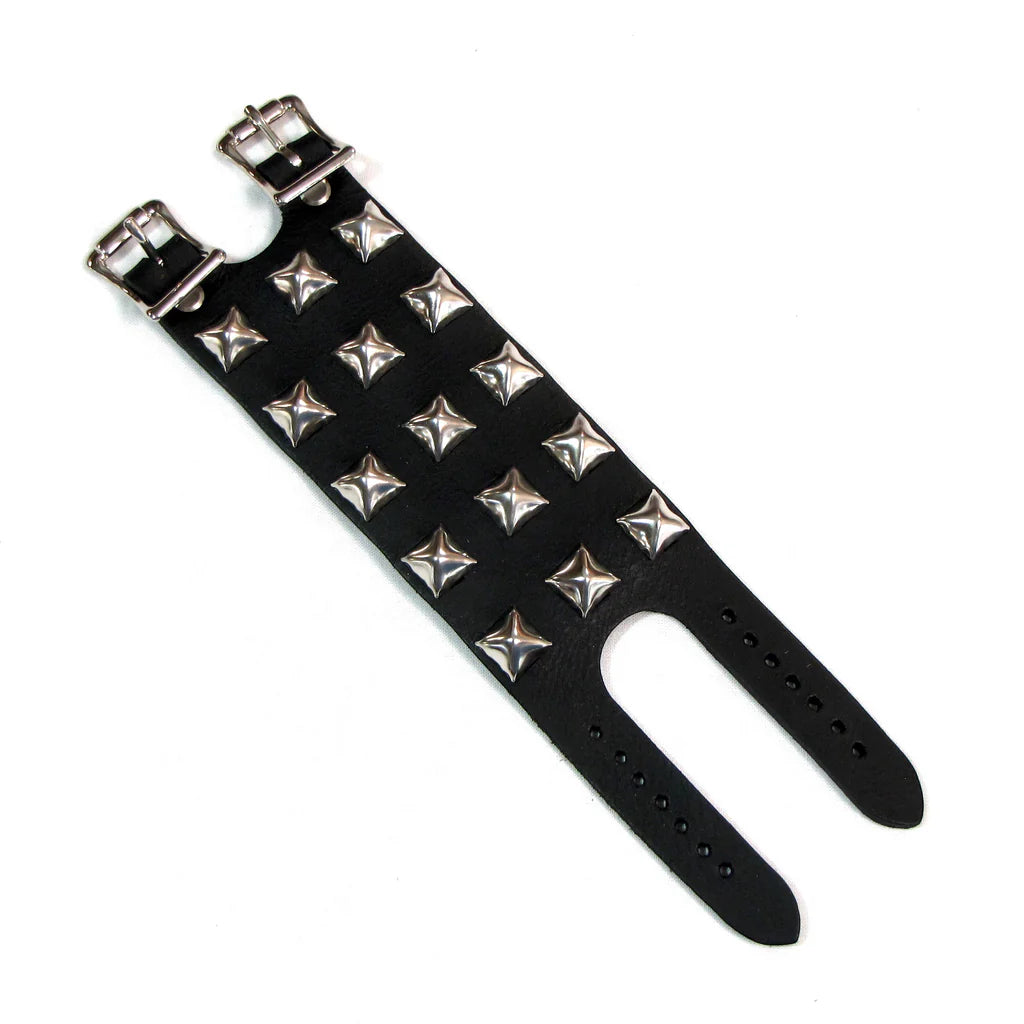 Studded Black Leather Cuff | Naked City Clothing